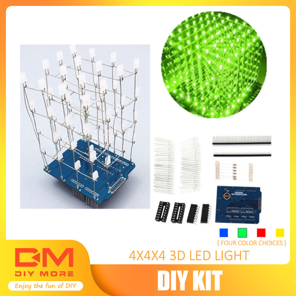 4X4X4 Durable Light Cube Arduino UNO Shield LED DIY Kits Yellow Red Bl – diymore